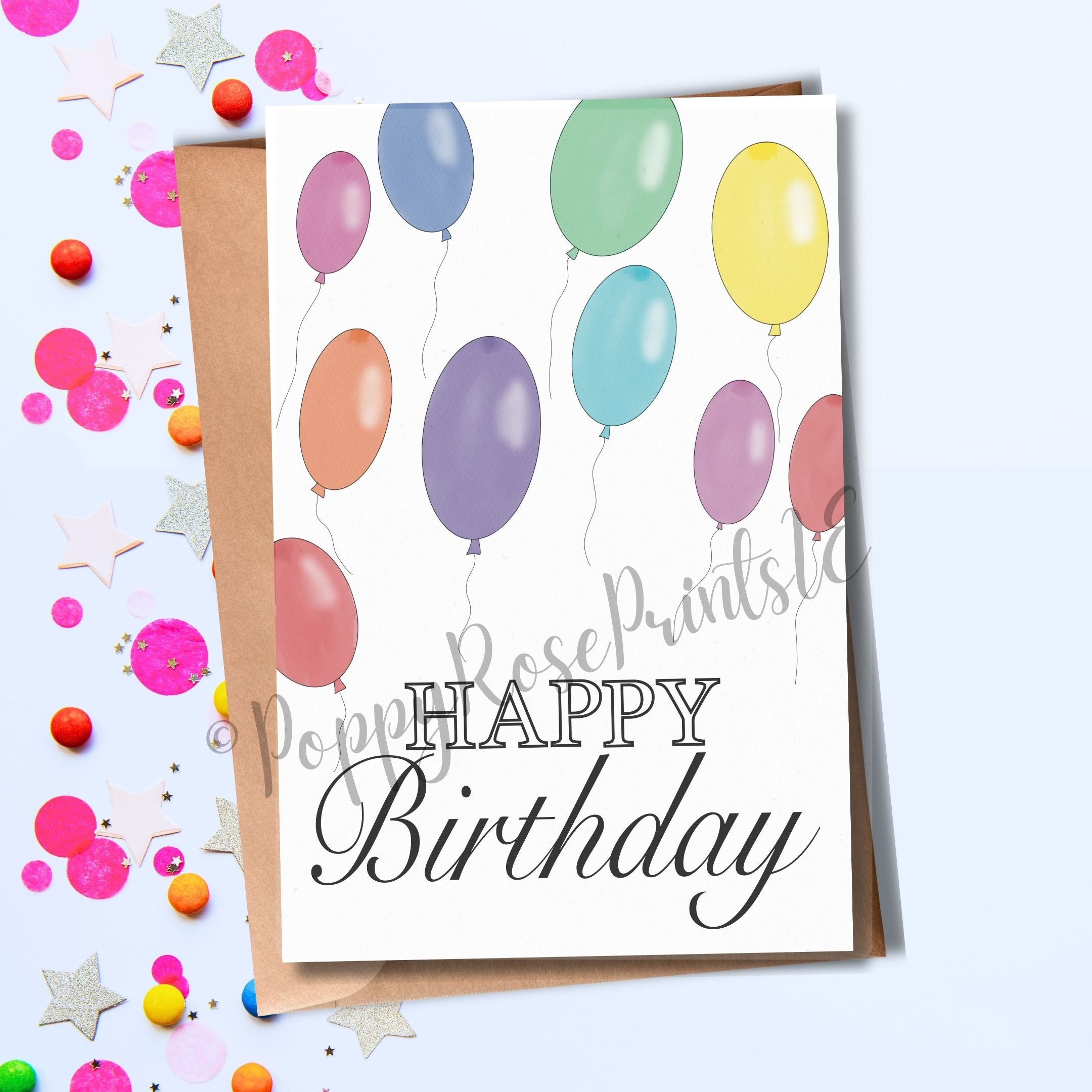 Birthday Balloons Rainbow - Greeting Card – JolliPop Illustration